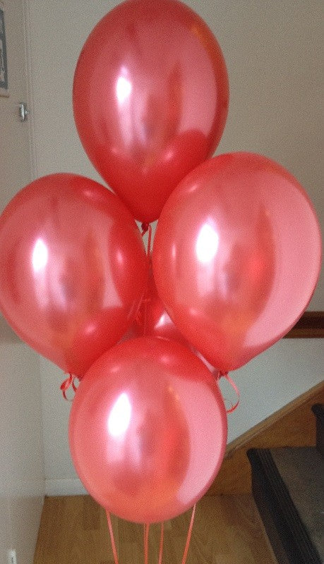 Ruby Red Pearlised Latex Balloons with Curling ribbon – beautiful balloons