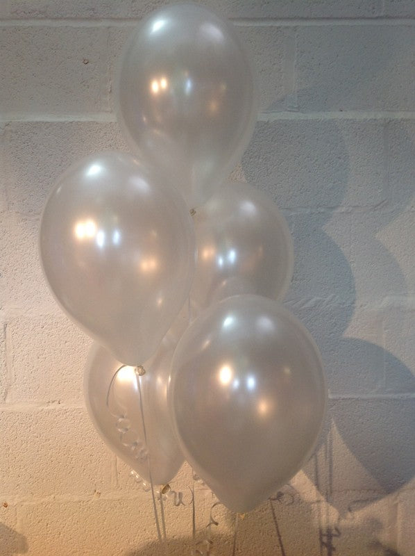 Pearl White Single Shade Range Pearlised Latex Balloons (Helium Qualit ...