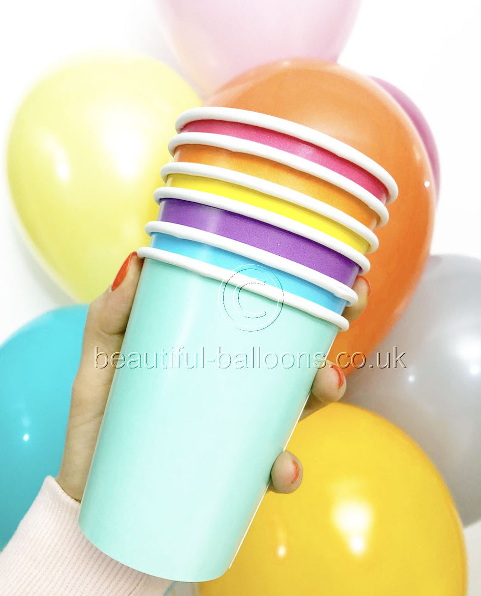 35 x Pastel Rainbow Paper Party Cups – beautiful balloons