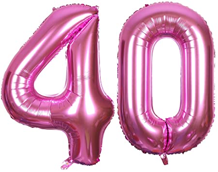 Number 40 Shaped Foil Balloons - Available in 6 colours – beautiful ...
